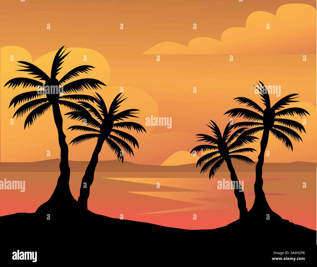 Palm trees clouds Stock Vector Images - Alamy