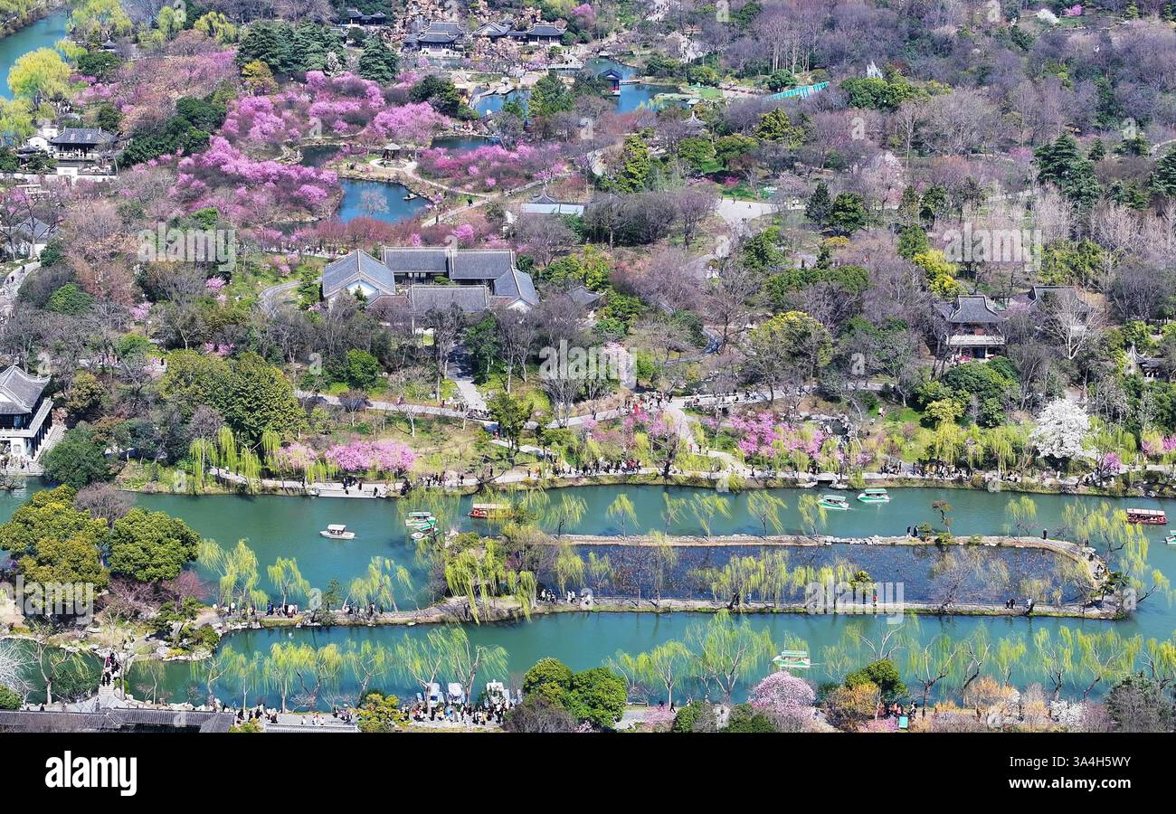 Aerial photo shows the spring scenery of the Slender West Lake scenic ...