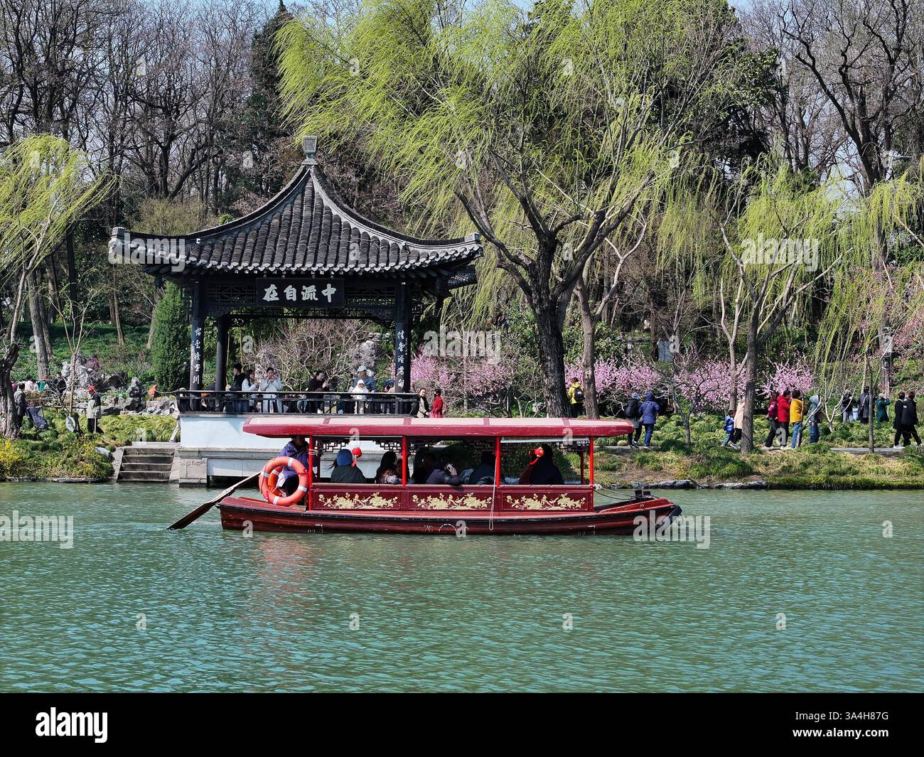 Aerial photo shows the spring scenery of the Slender West Lake scenic ...