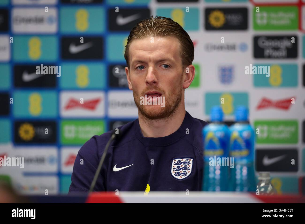 England goalkeeper Jordan Pickford (Everton) during England Press ...