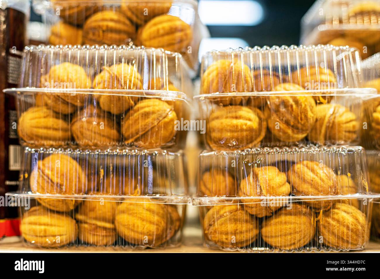 shortbread cookies with filling in disposable containers Stock Photo ...