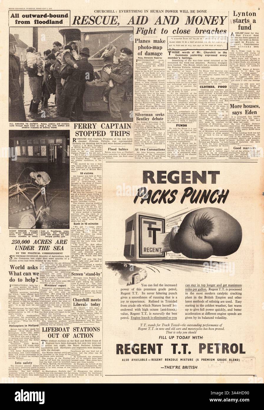 1953 news chronicle north sea floods disaster hi-res stock photography ...