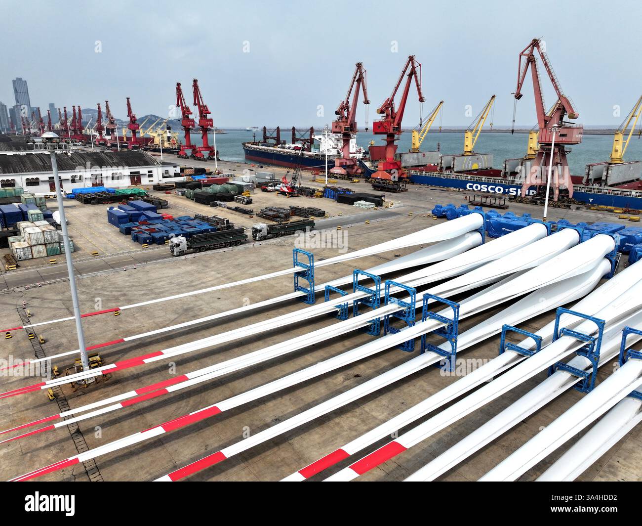 Aerial photo shows the container terminal of Lianyungang Port ...