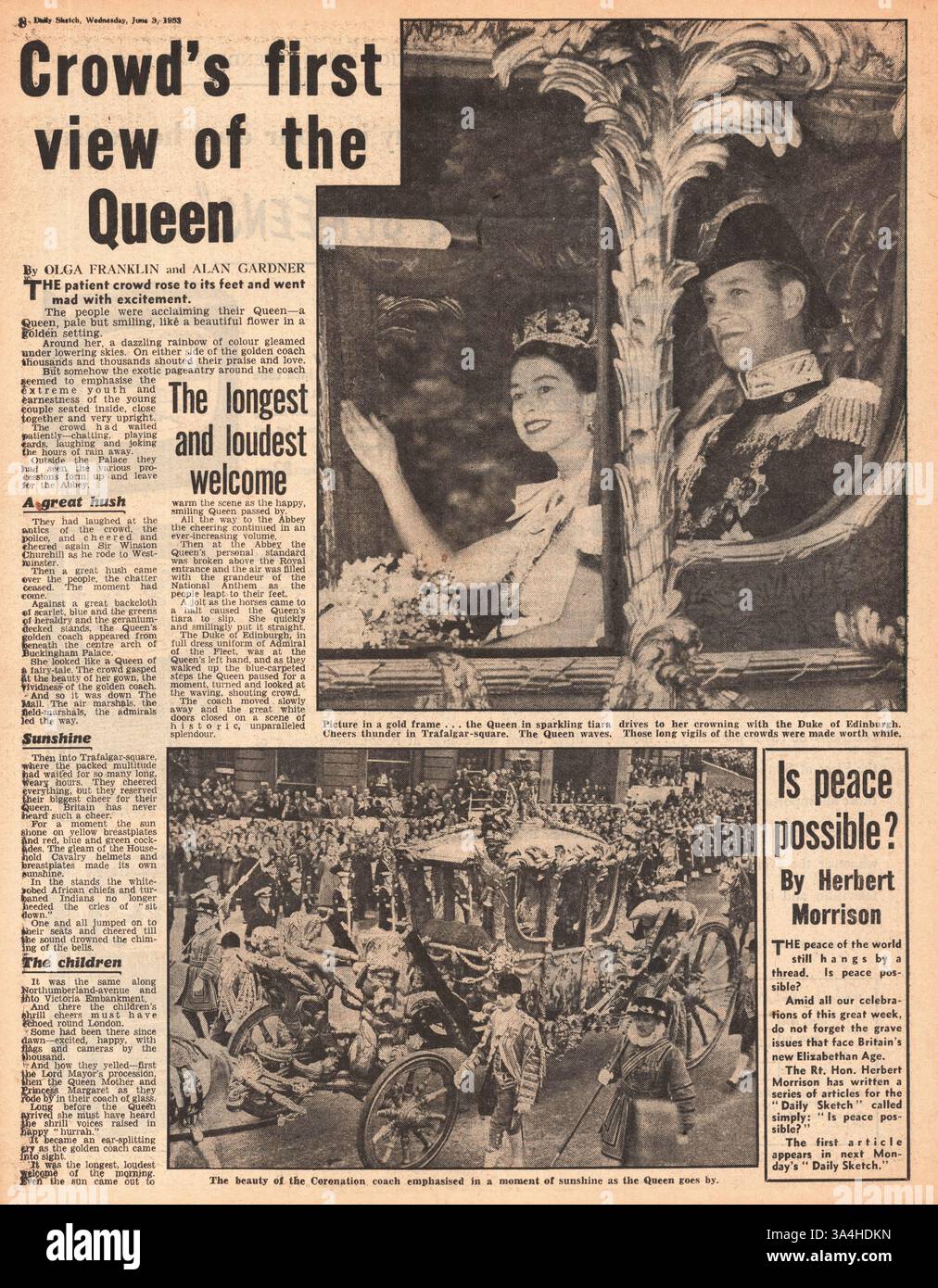 1953 daily sketch coronation of queen elizabeth ii hi-res stock ...