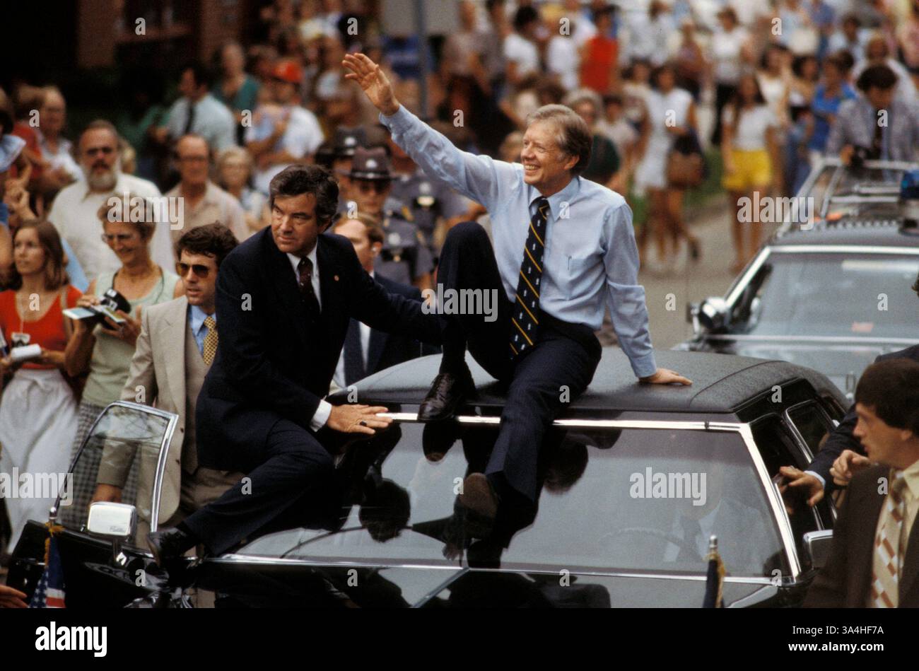 Jul 31, 1979; Louisville, KY, USA; US President JIMMY CARTER rides on ...