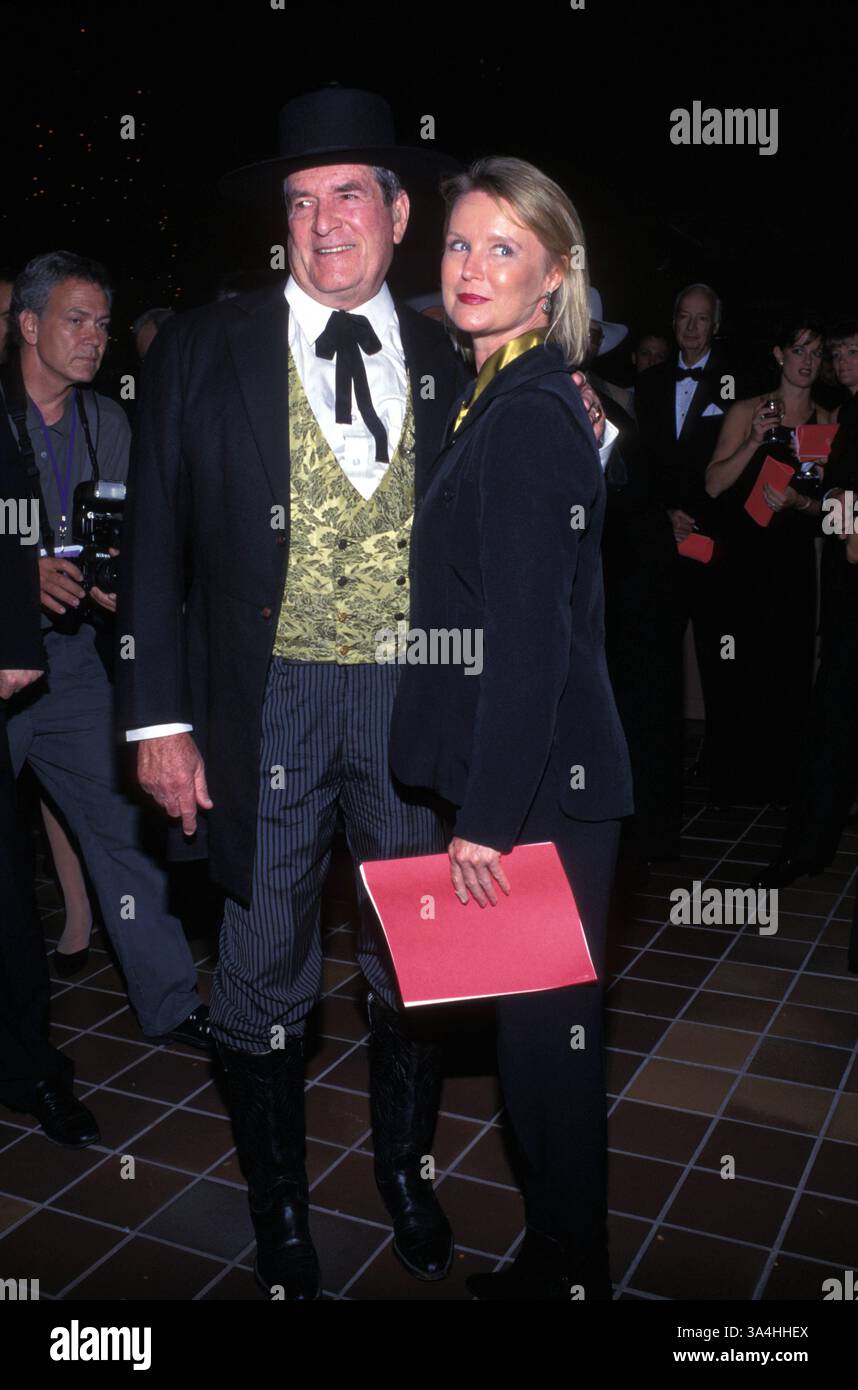 Sep 29, 1997; Los Angeles, CA, USA; Actor HUGH O'BRIAN with wife attend the birthday party for ...
