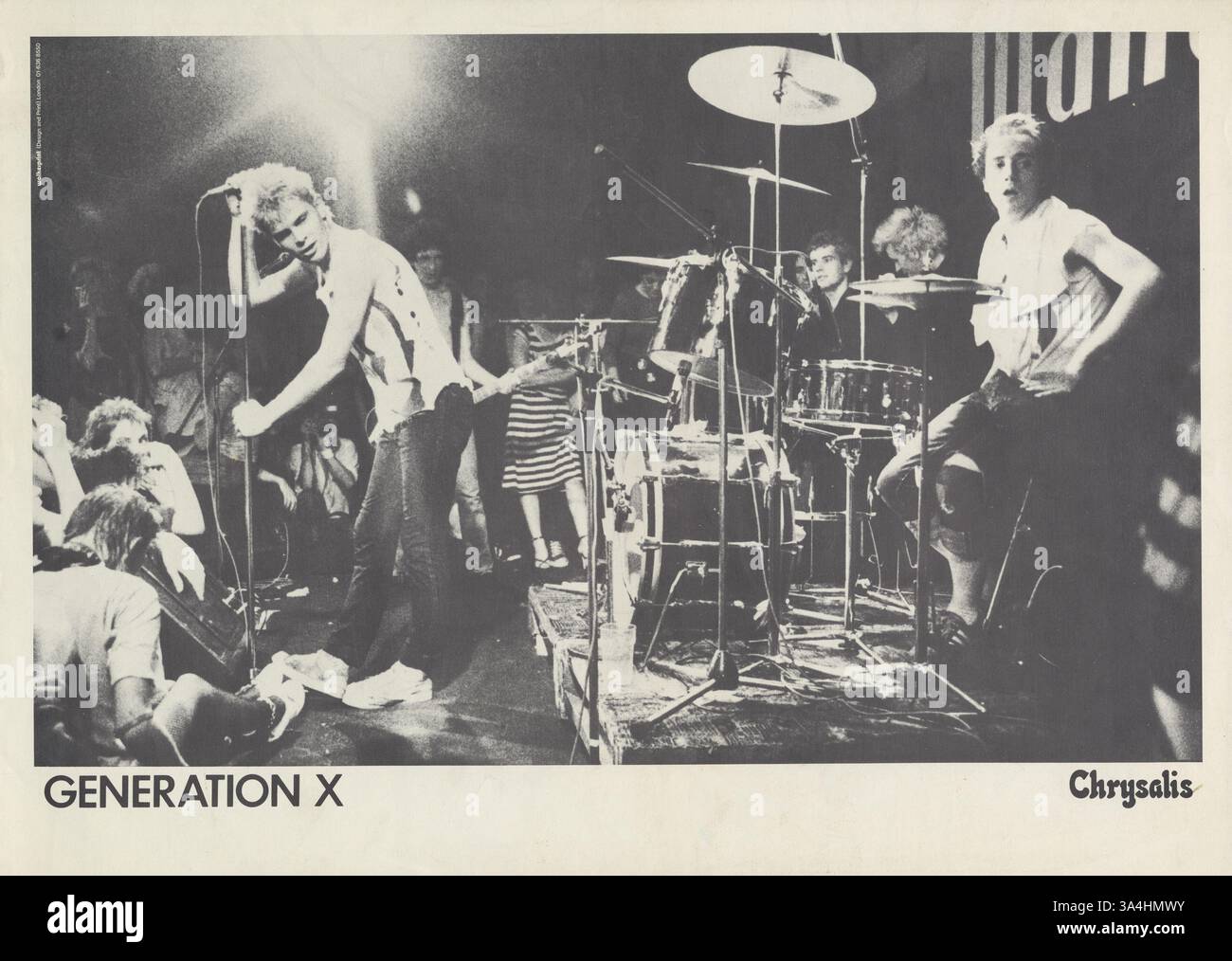 Punk band Generation X Chrysalis promotional poster. black and white ...
