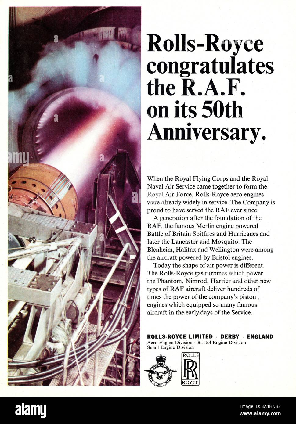 Rolls Royce aircraft engine advert from the commemorative RAF Golden ...
