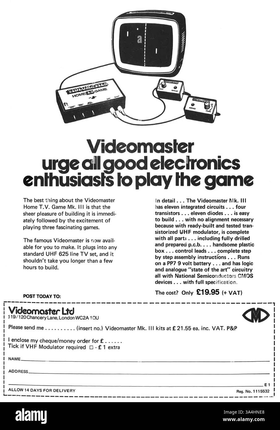Vintage 1976 advert for Videomaster electronics home video game ...