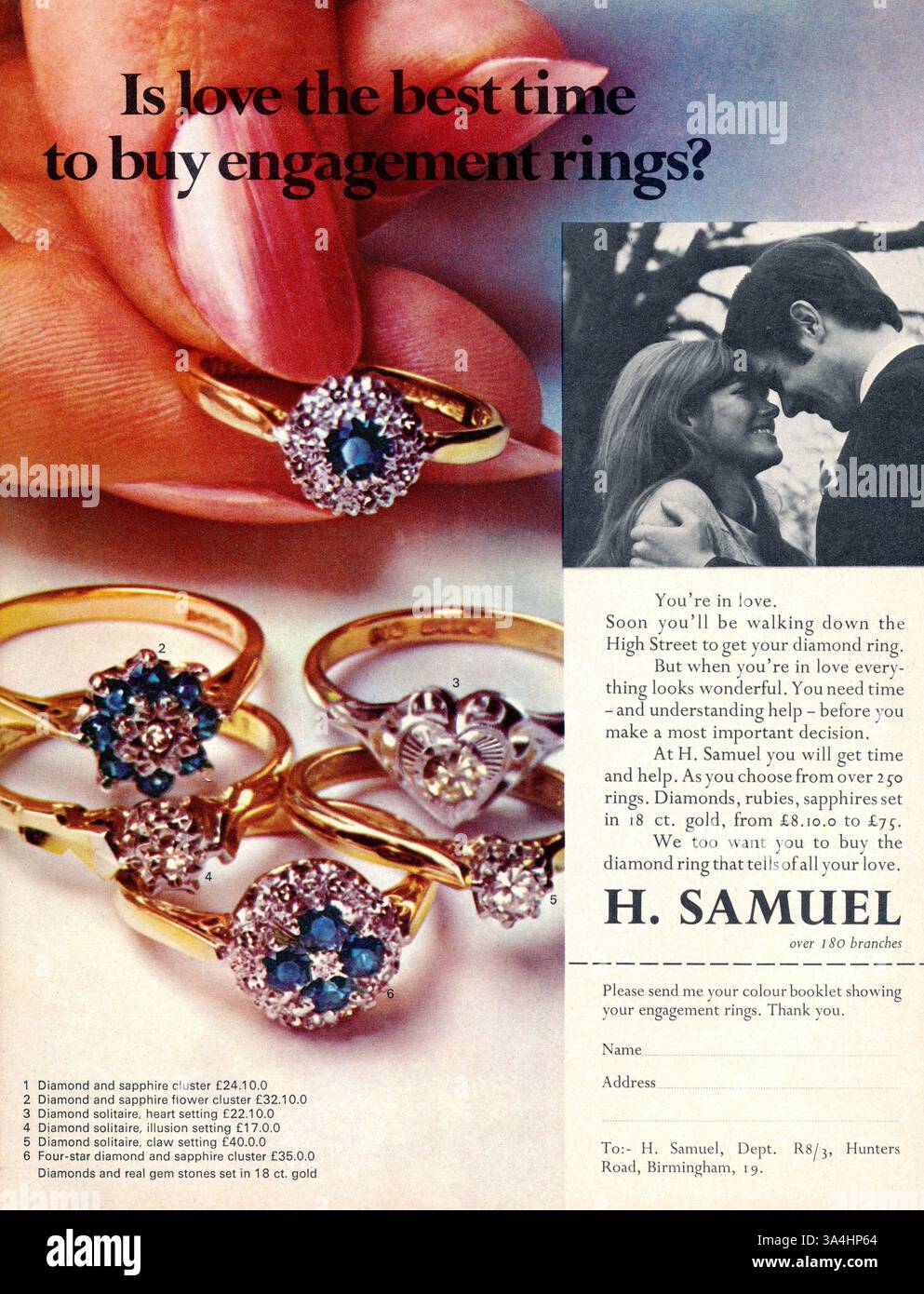 Vintage 1968 advert for H Samuel jewellers engagement rings from RAVE ...