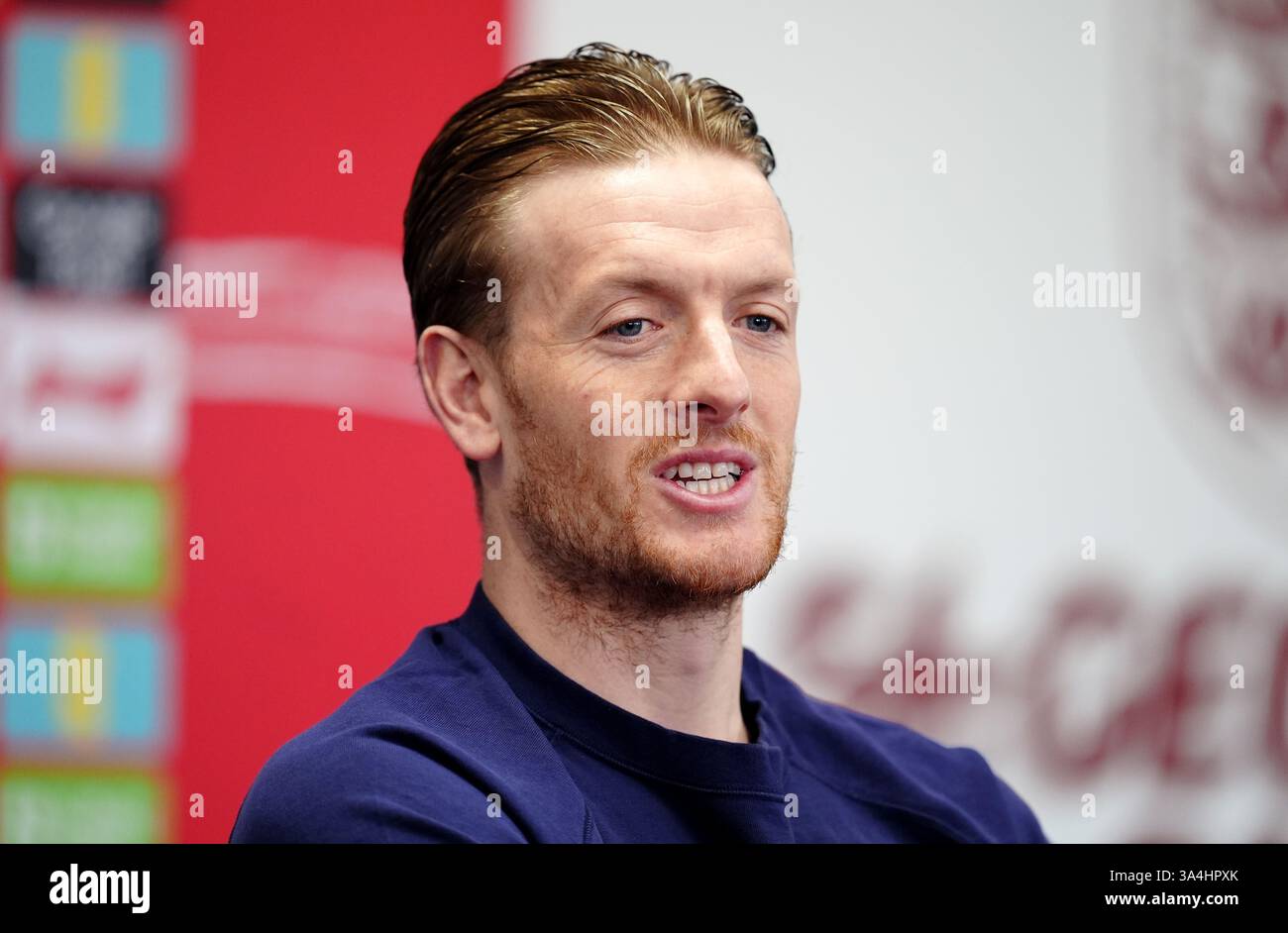 England goalkeeper Jordan Pickford during a press conference at St ...