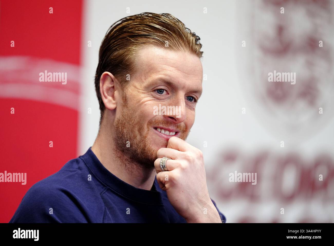 England goalkeeper Jordan Pickford during a press conference at St ...