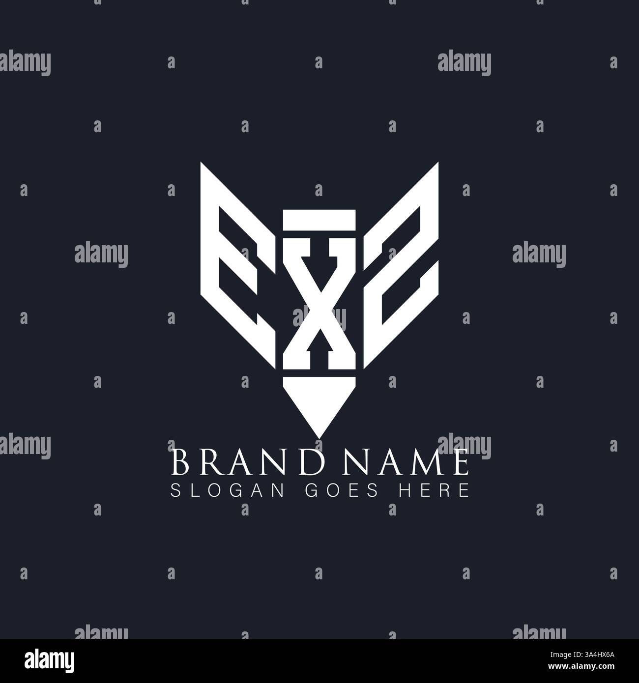 EXZ Unique modern flat abstract geometric initials vector letter logo ...