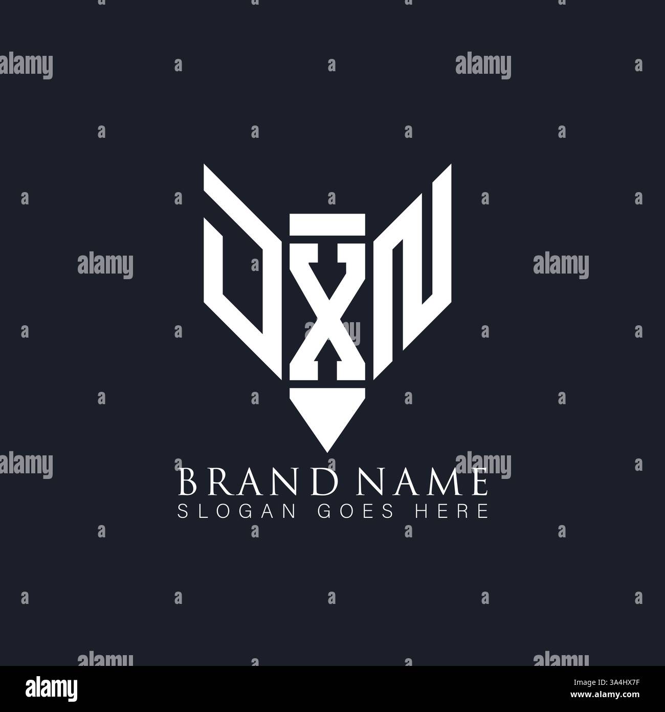 DXN Unique modern flat abstract geometric initials vector letter logo ...