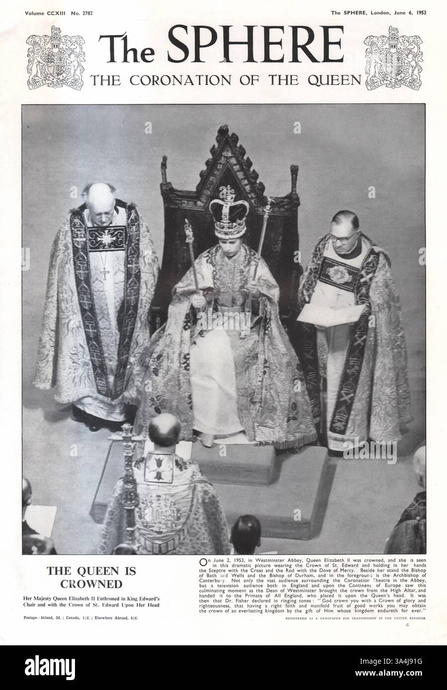 1953 The Sphere reporting Coronation of Queen Elizabeth II Stock Photo - Alamy
