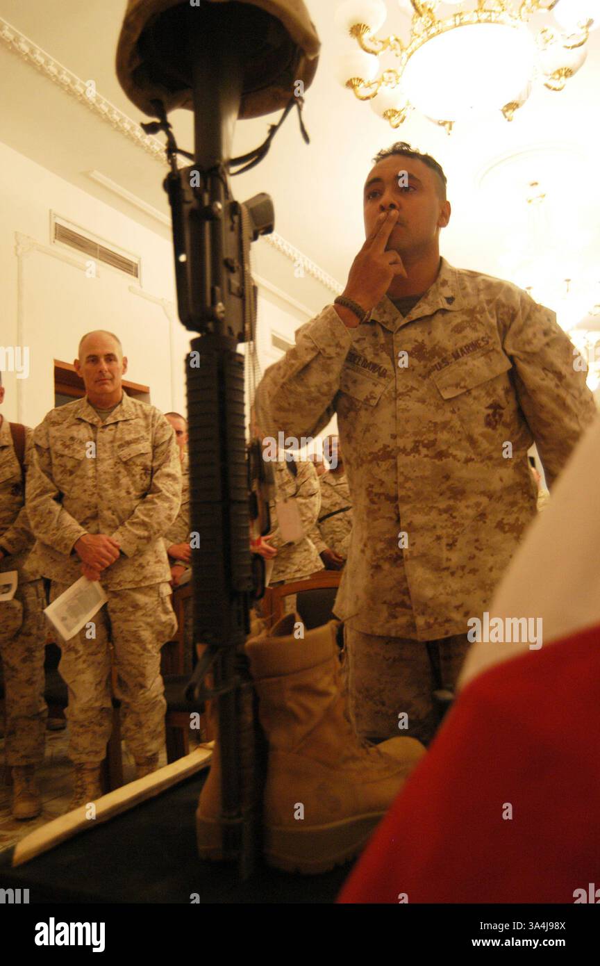 Jun 13, 2004; Camp Blue Diamond, Iraq; Cpl. ALI G. ABDELGAWAD offers a ...