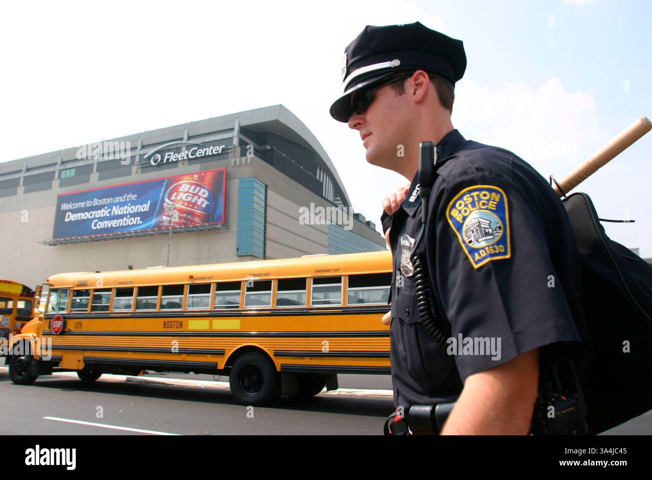 Jul 23, 2004; Boston, MA, USA; Boston Police Officer, carrying riot ...