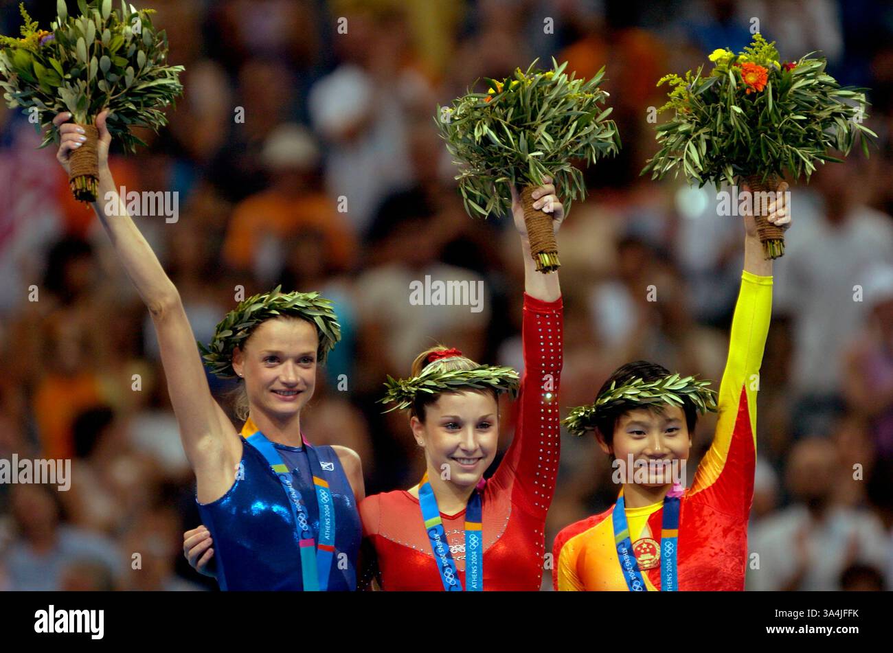 Aug 19, 2004; Athens, GREECE; (L-R) Russia's SVETLANA KHORKINA, USA's ...