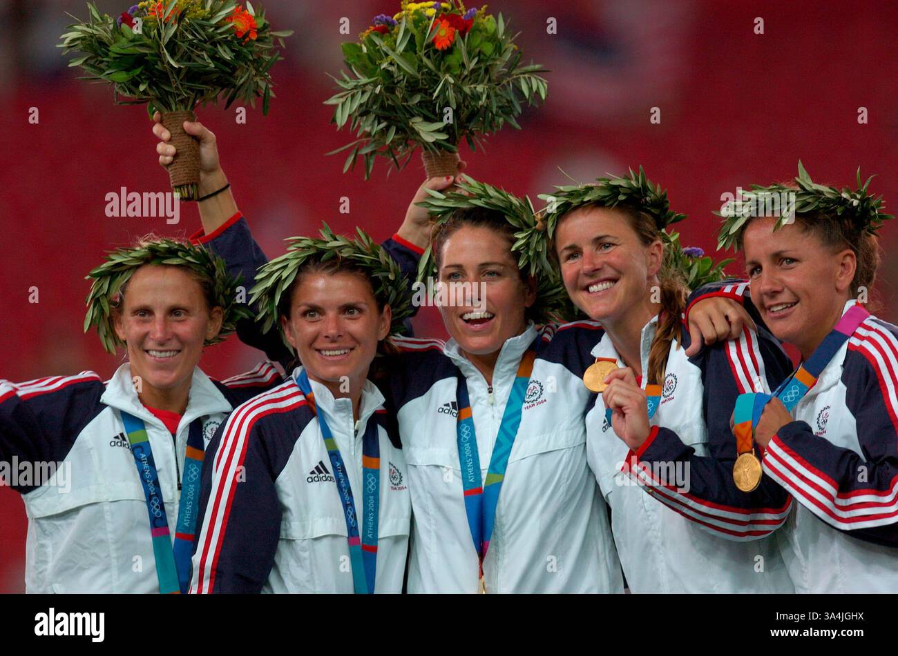 Aug 26, 2004; Athens, Greece; KRISTINE LILLY, MIA HAMM, JULIE FOUDY ...