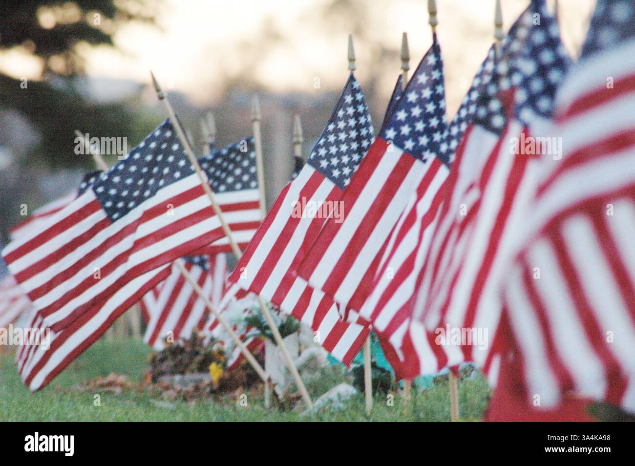 Nov 23, 2005; Quincy, MA, USA; American flags flying proudly at the ...