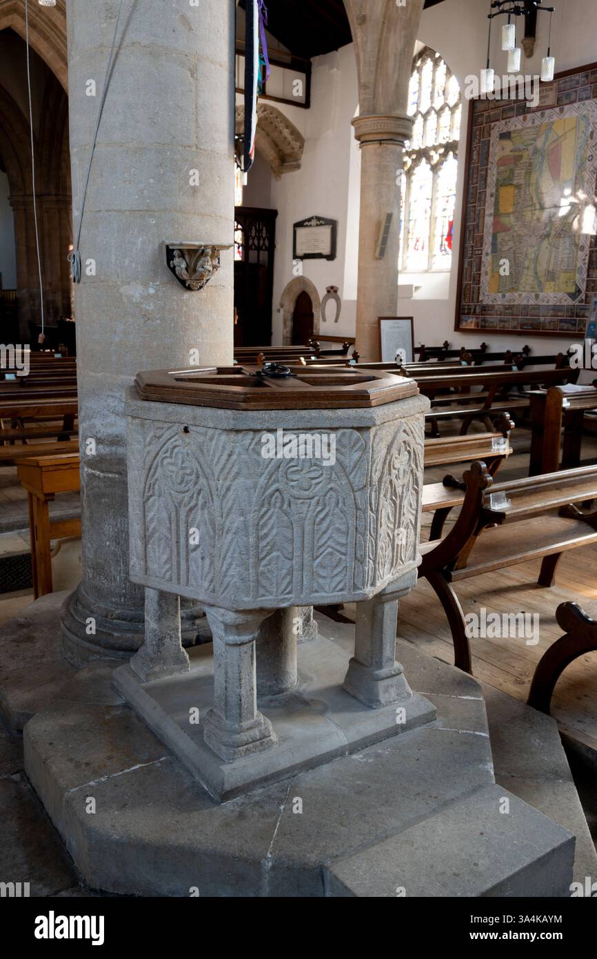 The font, St. Mary the Virgin Church, Ketton, Rutland, England, UK ...