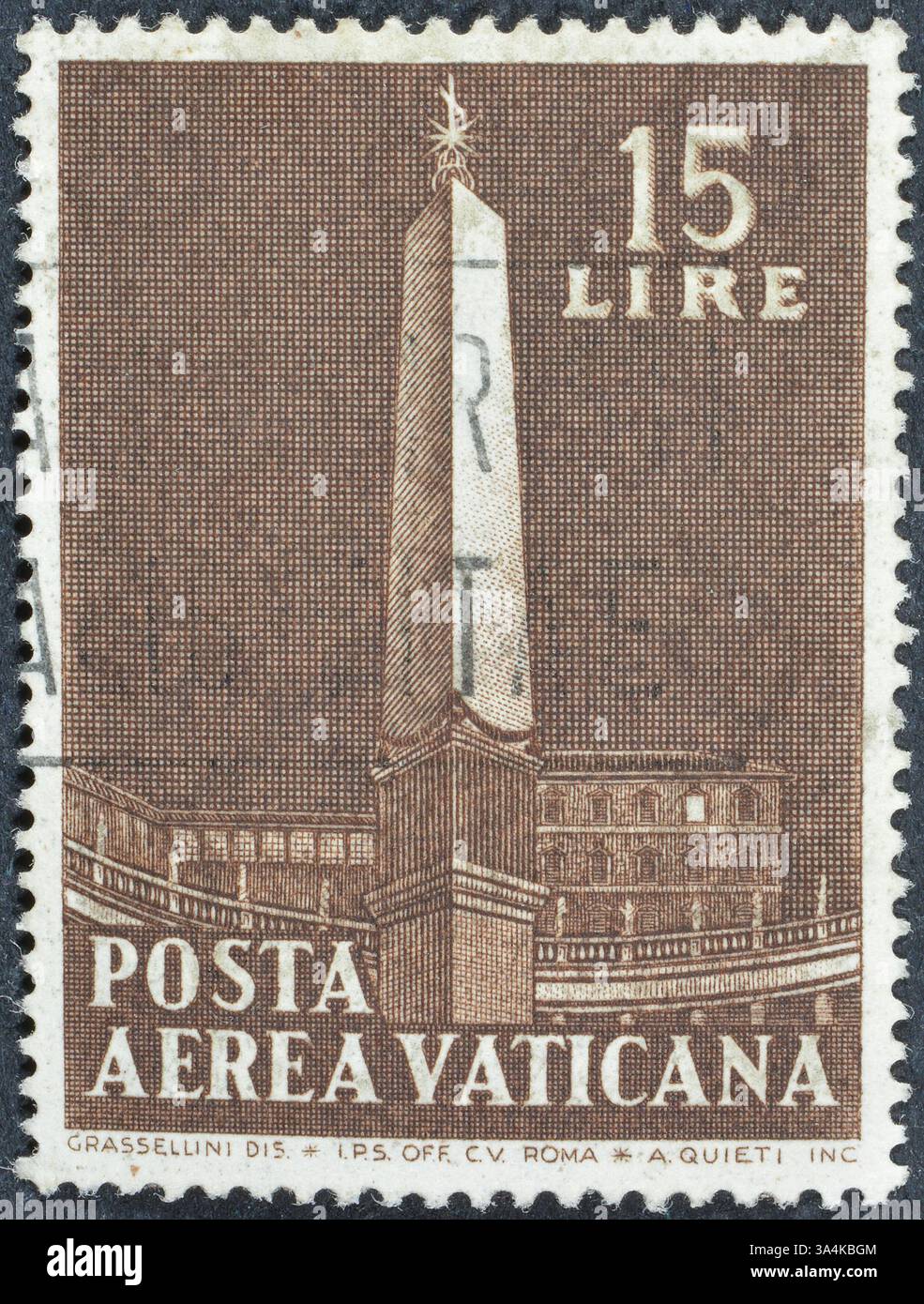 Cancelled postage stamp printed by Vatican city, that shows Vatican ...