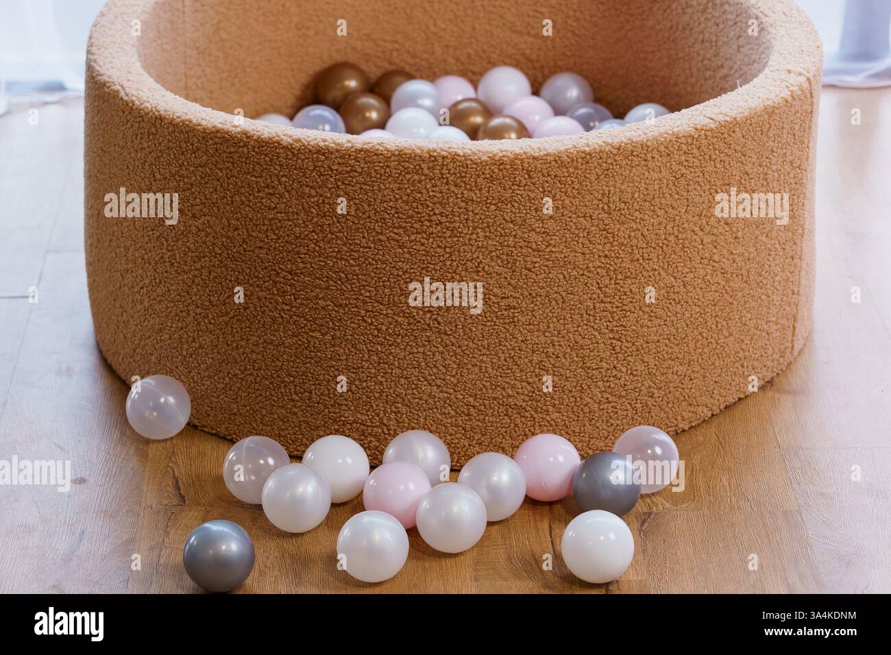 Soft Children's Ball Pit Filled with Neutral Colored Plastic Balls on ...