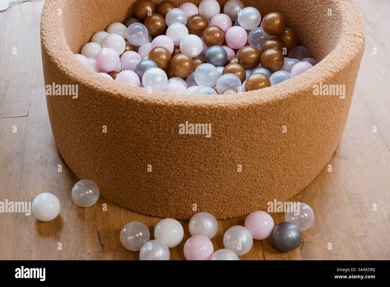 Beige Soft Play Pit Filled with Pink, White, Brown and Transparent ...