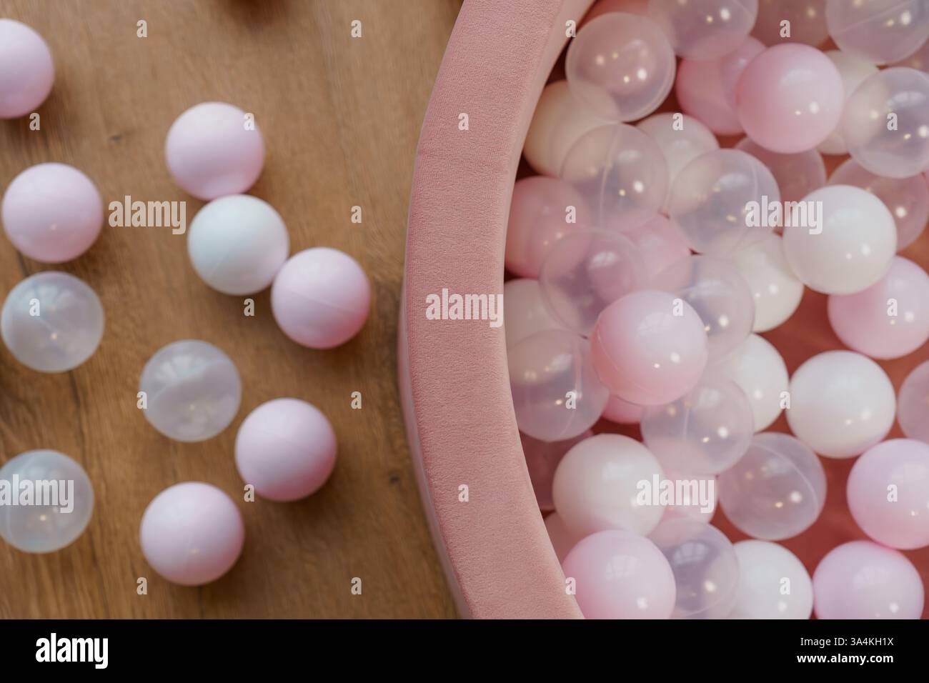 Aesthetic Pastel Colored Pink and White Plastic Balls in a Children's ...
