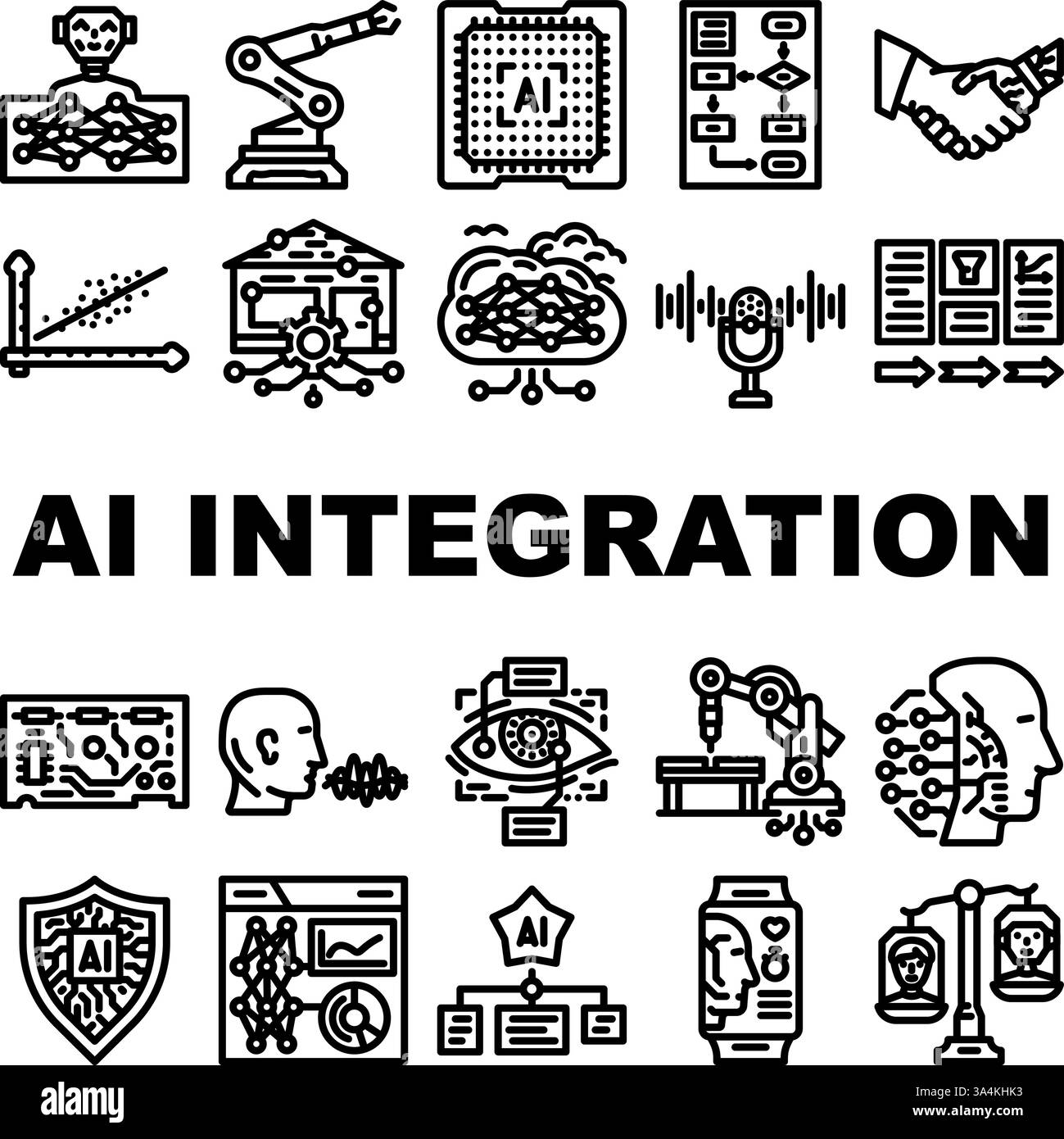 ai integration deep learning icons set vector Stock Vector Image & Art ...