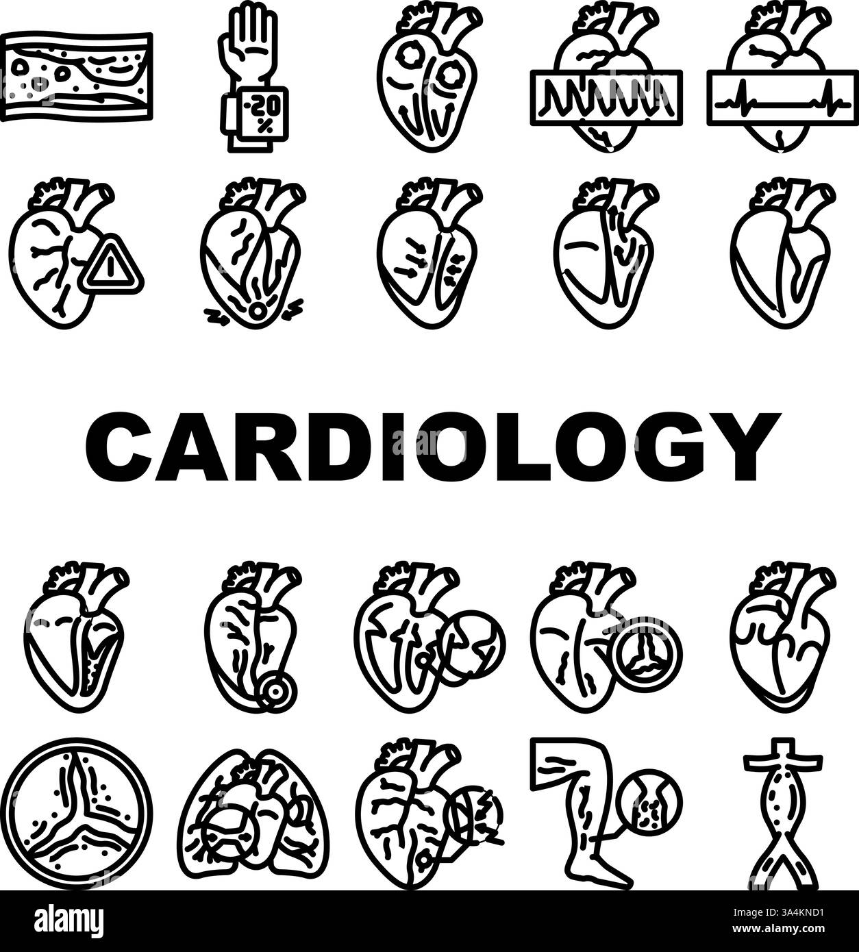 cardiology diseases arrhythmia icons set vector Stock Vector Image ...