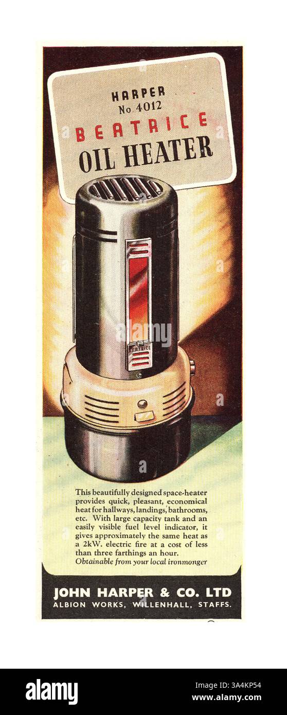 1949 uk advert harper beatrice oil heater hi-res stock photography and ...