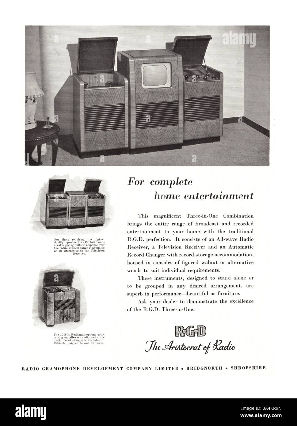 1949 uk advert rgd home entertainment system hi-res stock photography ...