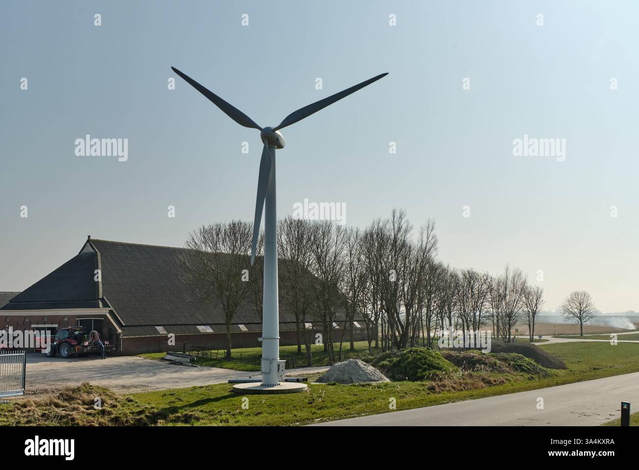 March 10, 2025 - Groningen-Netherlands: A small wind turbine stands ...