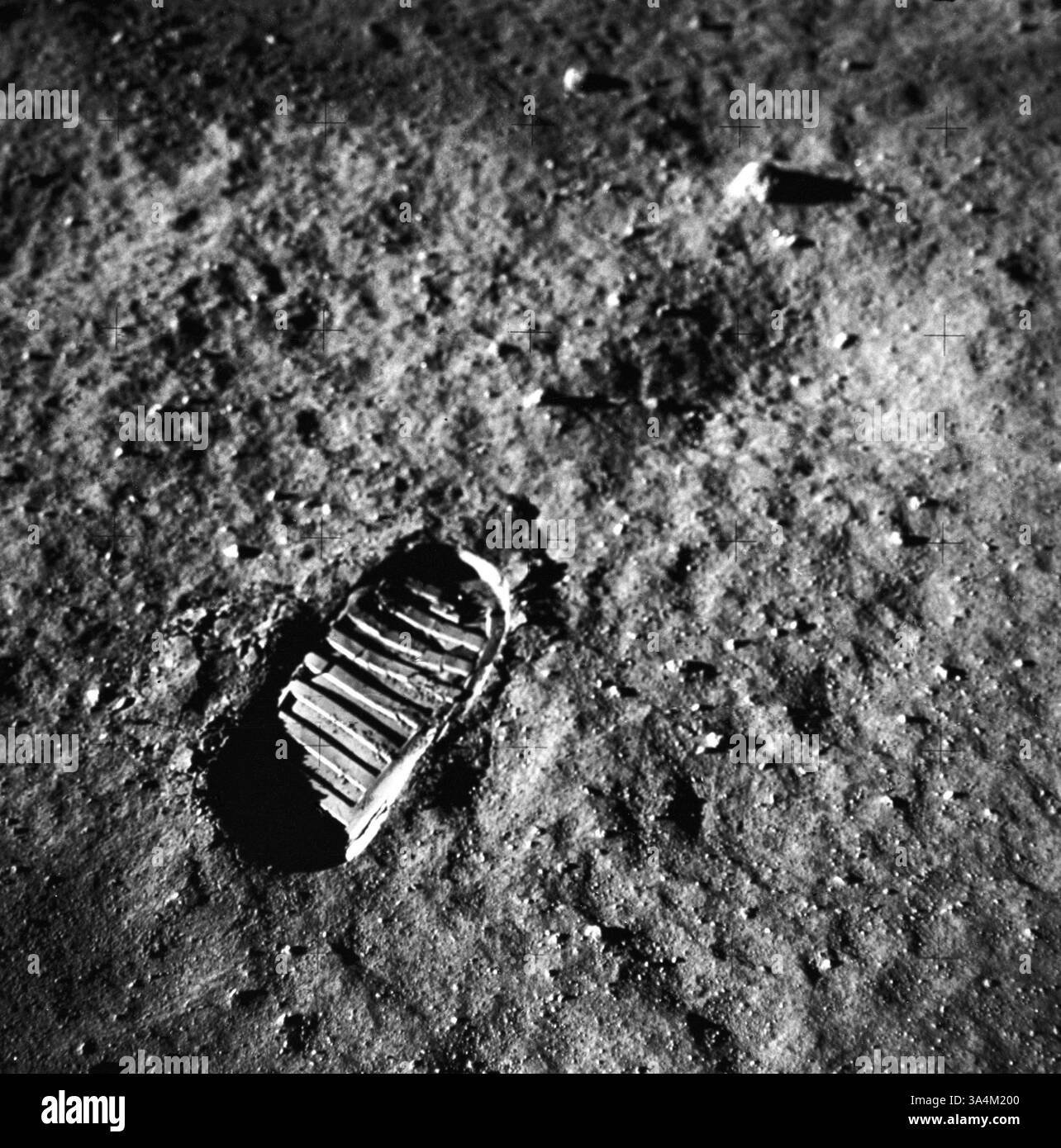 July 20, 1969, This is a close-up view of an astronaut's footprint in ...