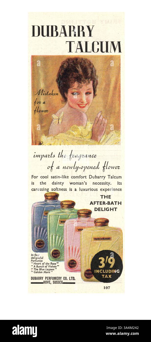 1949 uk advert dubarry talcum powder hi-res stock photography and ...