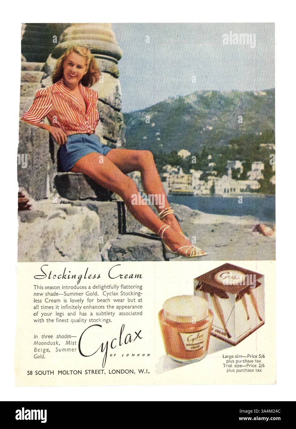 1949 uk advert cyclax stockingless cream hi-res stock photography and ...