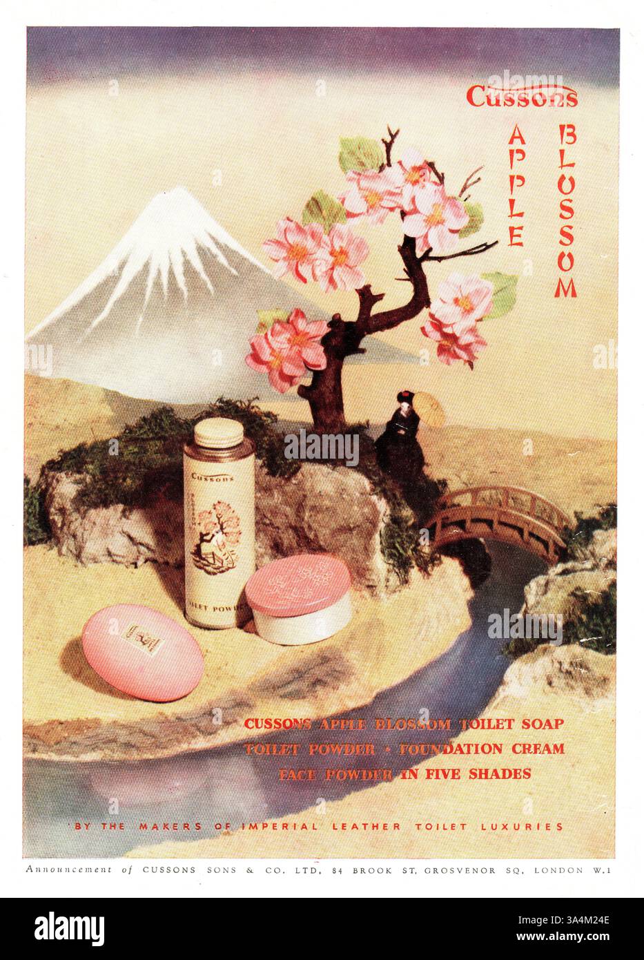 1949 uk advert cussons apple blossom cosmetics hi-res stock photography ...