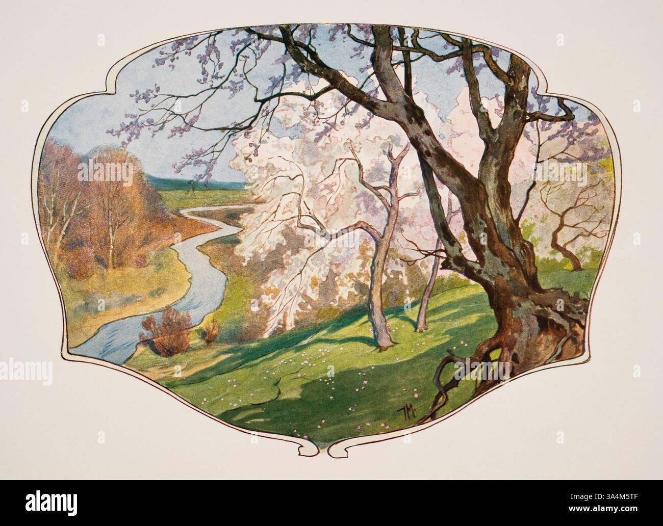 Fruhllng und Herbst, Landschaftliche Fullungen, Spring landscape by ...