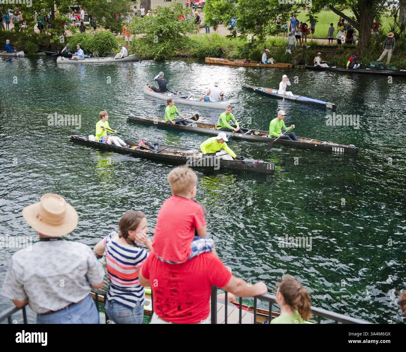 June 14, 2014 - San Marcos, Texas, USA - Paddlers line up at the ...