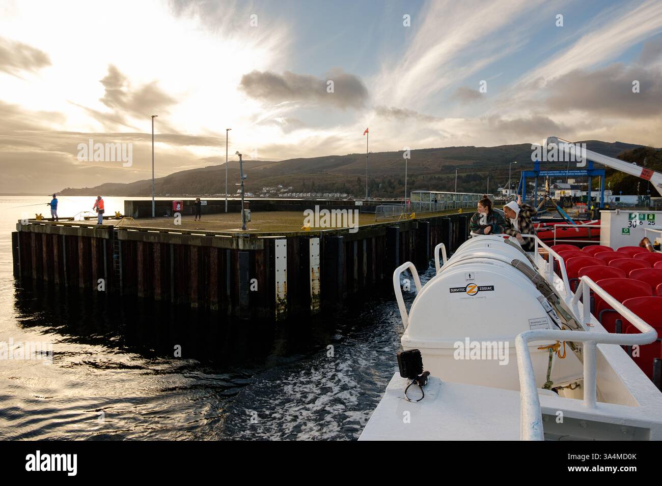 On board the Cal Mac ferry MV Clyde Flyer at Dunoon Pier for a sailing ...