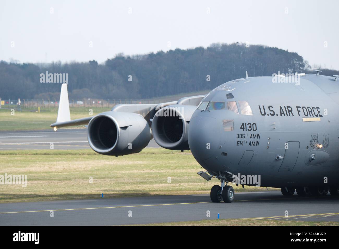 USAF Boeing C-17 Globemaster III transport aircraft from the 305 AMW McGuire AFB USA seen ...