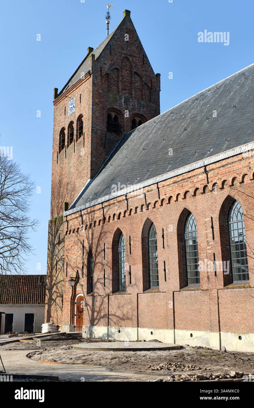 March 10, 2025 - Grou-Netherlands: Old church with bell tower of ...