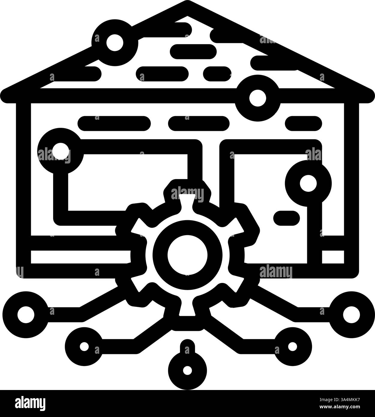 smart home automation ai integration line icon vector illustration ...