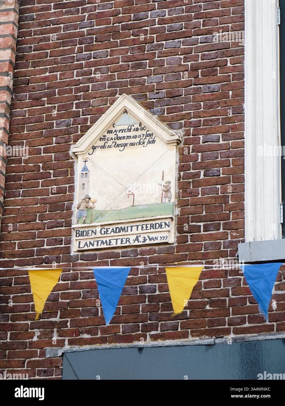 March 10, 2025 - Grou, Netherlands: A historic gable stone featuring a ...