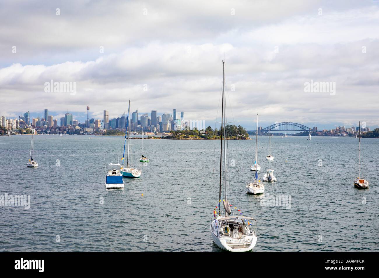 Sydney Cityscape and Sydney Harbour Bridge viewed from Watsons Bay ...