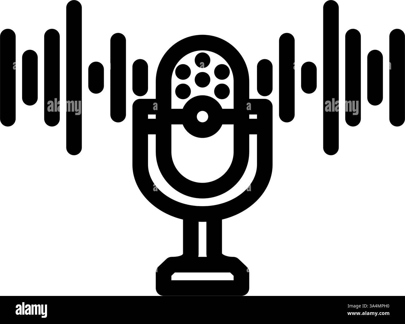 digital assistant microphone ai integration line icon vector ...