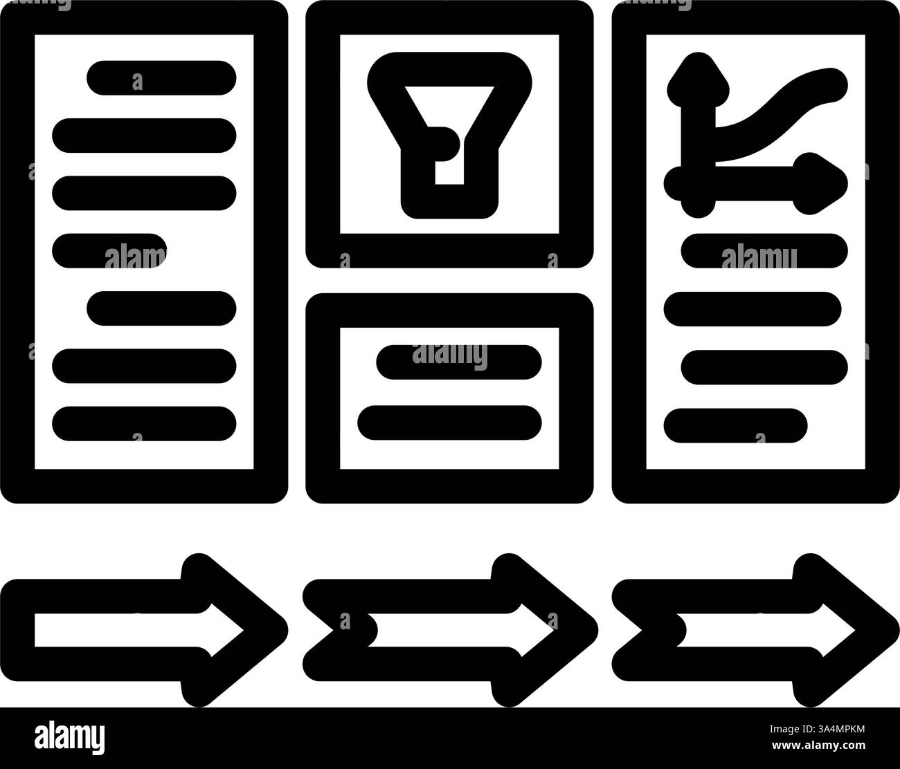 data processing pipeline ai integration line icon vector illustration ...