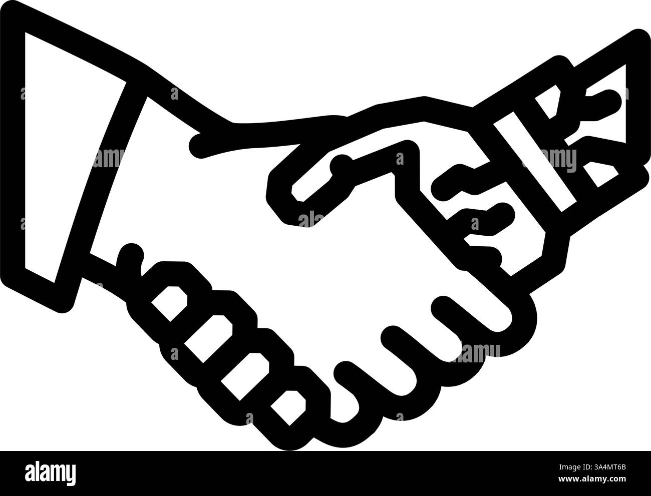 human and robot handshake ai integration line icon vector illustration ...