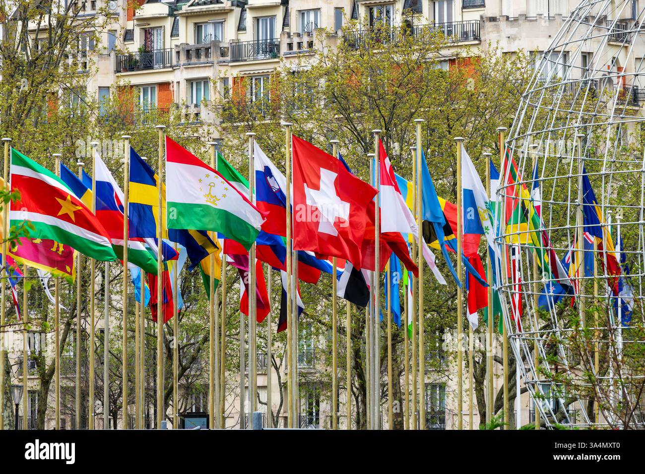 Flags of all nations at UNESCO (United Nations Educational Scientific ...